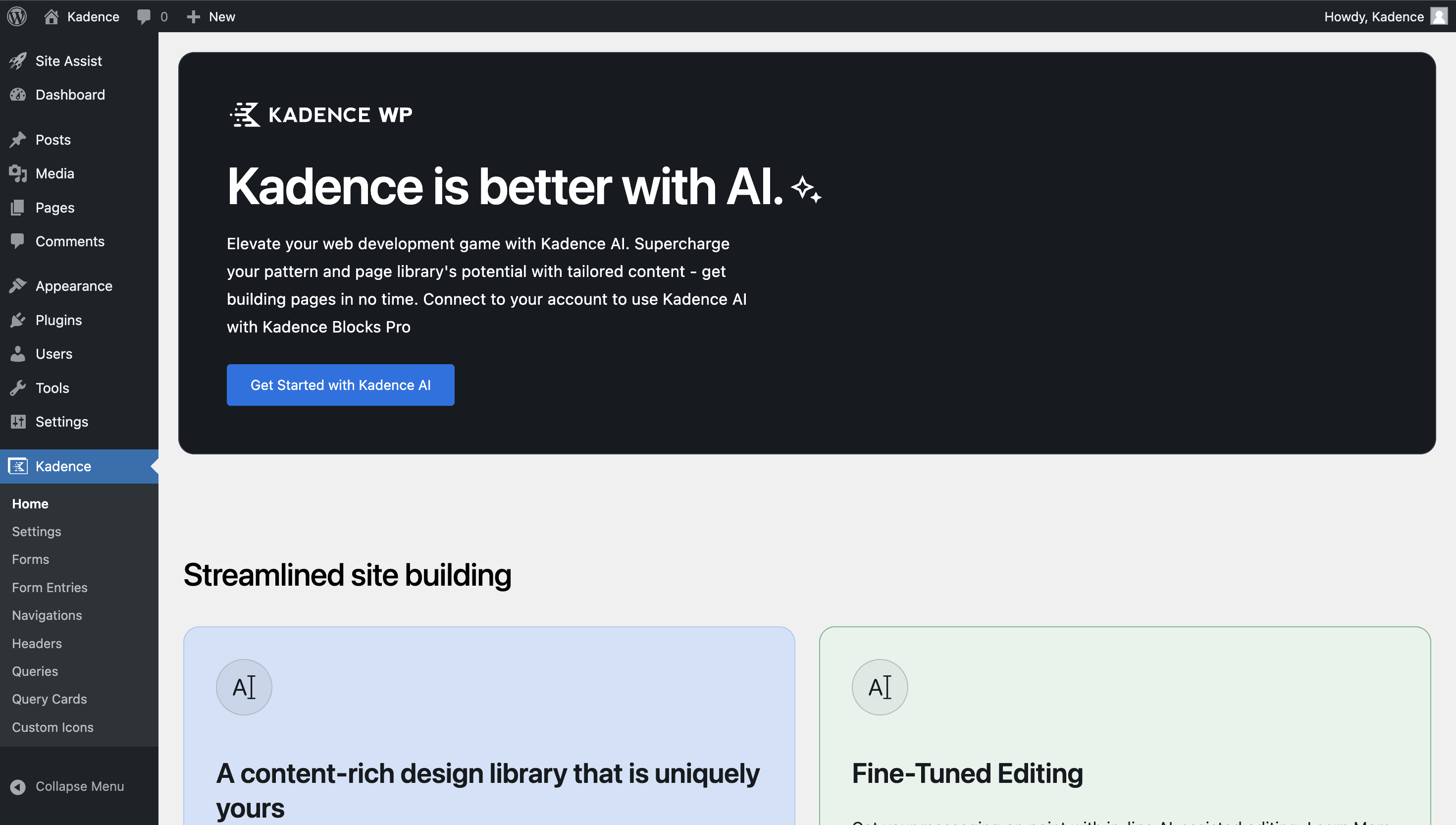 Activating Kadence AI - Kadence WP Documentation